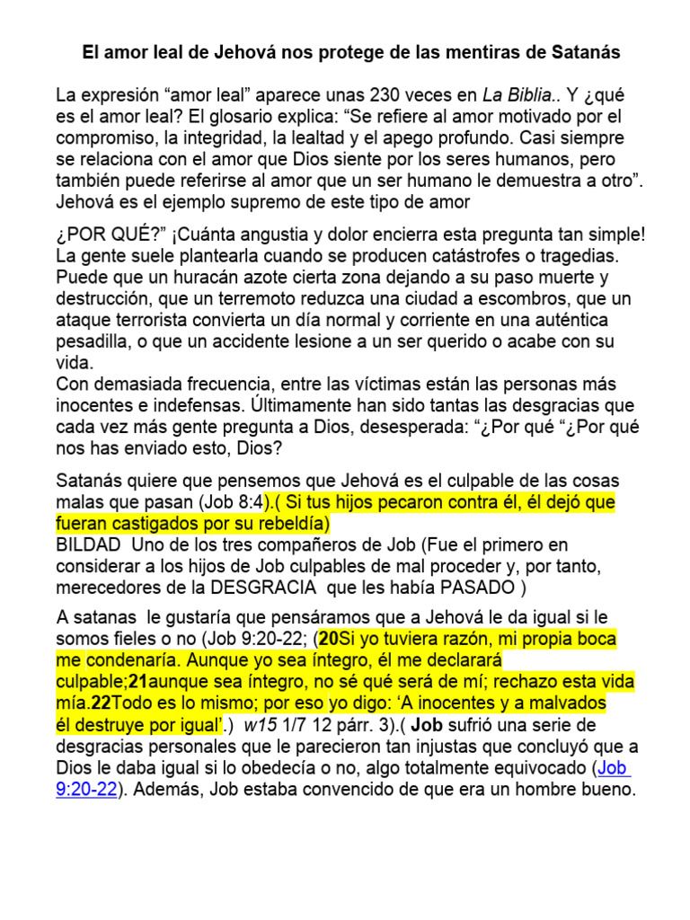 Amor leal de Jehová y su protección | PDF | Amor | Libro de trabajo