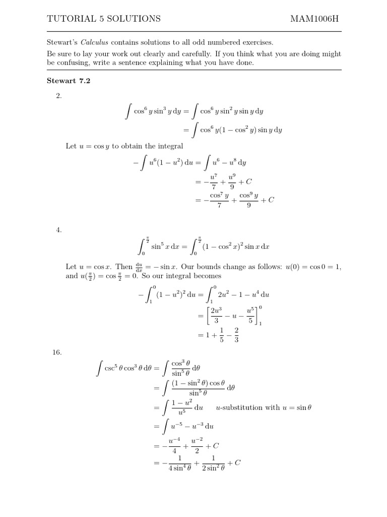 Tut 5 Solutions (1) | PDF | Mathematical Analysis | Calculus
