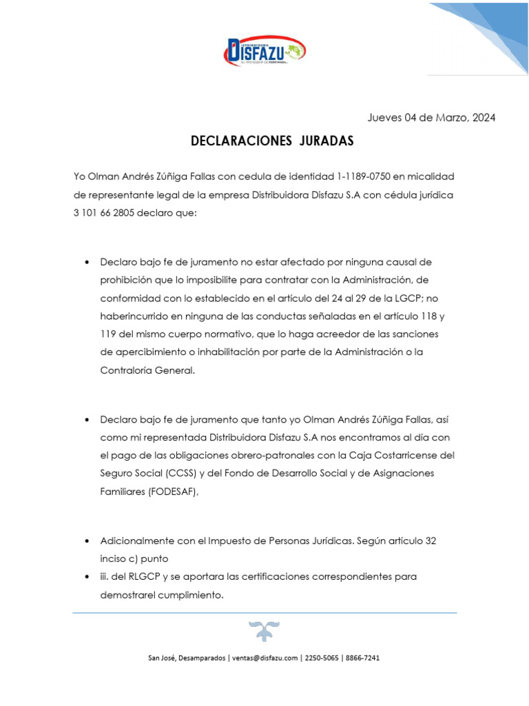 Declaraciones Juradas Disf | PDF | Justicia | Crimen y violencia