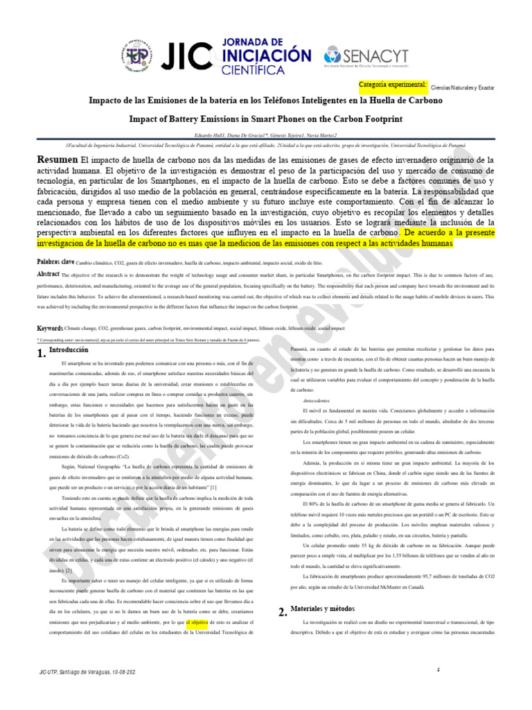 Articulo Cientifico JIC | PDF | Teléfonos móviles | Gases de efecto invernadero