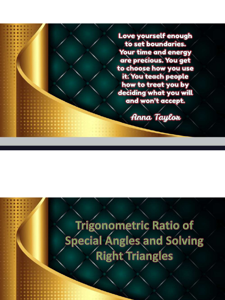 Lesson 2 Trigonometric Ratios Of Special Angles Solving Right Triangles Pdf Triangle