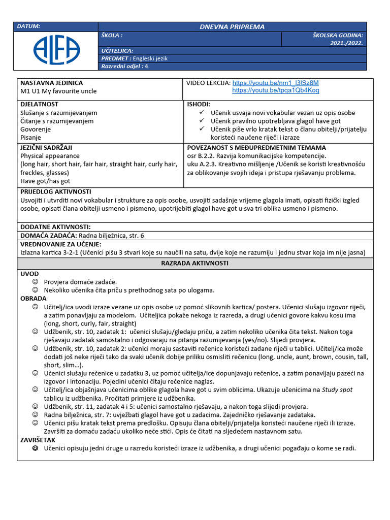 M1 U1 My Favourite Uncle | PDF