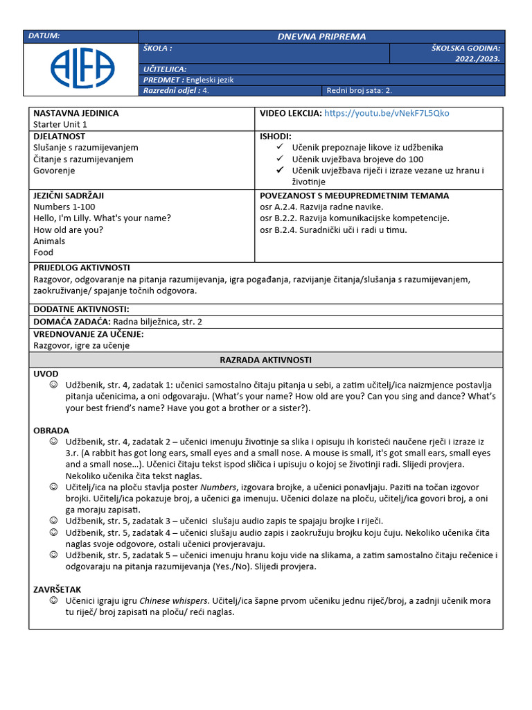 Starter Unit 1 | PDF