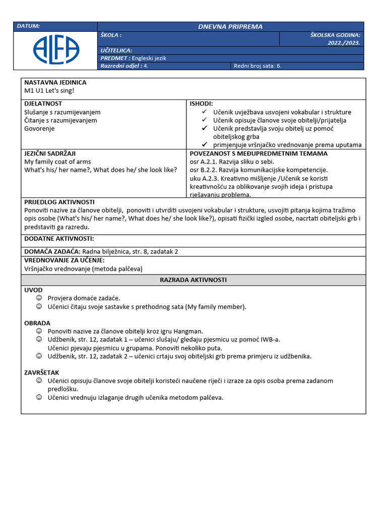 M1 U1 Let's Sing! | PDF