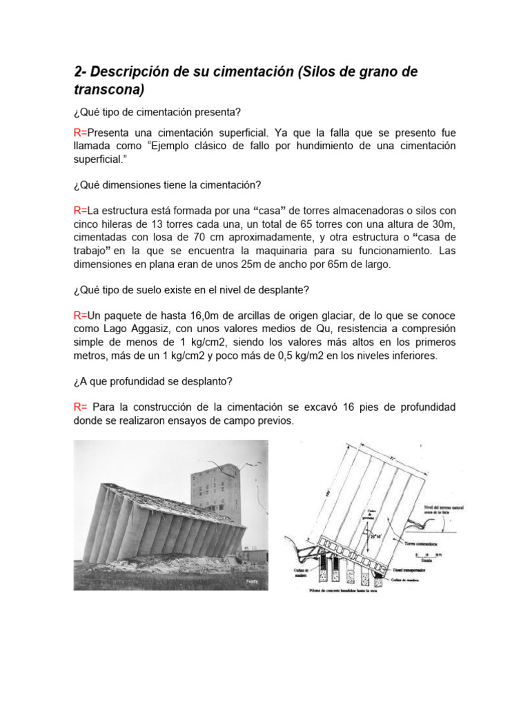 Cimentación de Silos de Grano en Transcona | PDF | Fundación ...
