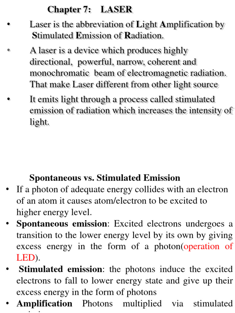 Chapter 7 Laser | PDF | Laser | Emission Spectrum