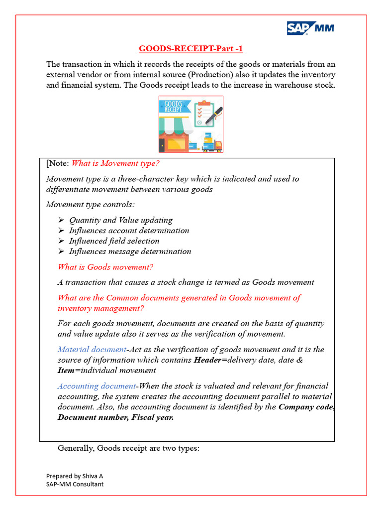 Goods Receipt Part 01 Pdf Receipt Inventory