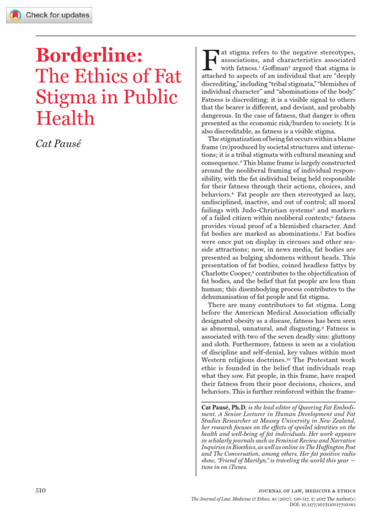 Borderline - The Ethics of Fat Stigma in Public Health | Download Free ...