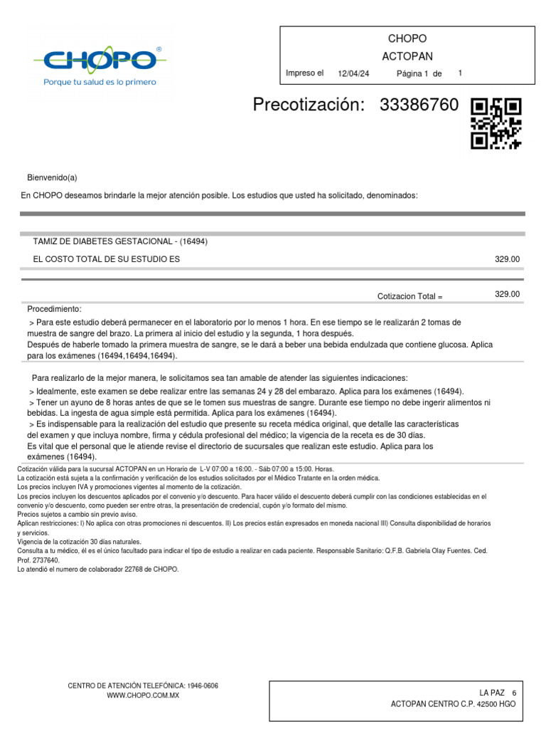 Precotización:: Actopan Chopo | PDF | Medicina CLINICA | Especialidades ...