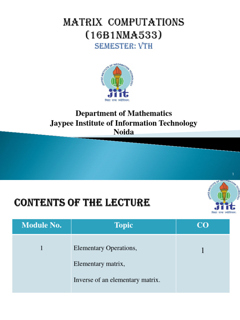 Lect 2_Elementary Operations_Elementary matrix_16B1NMA533_3 (1) | PDF | Matrix (Mathematics ...