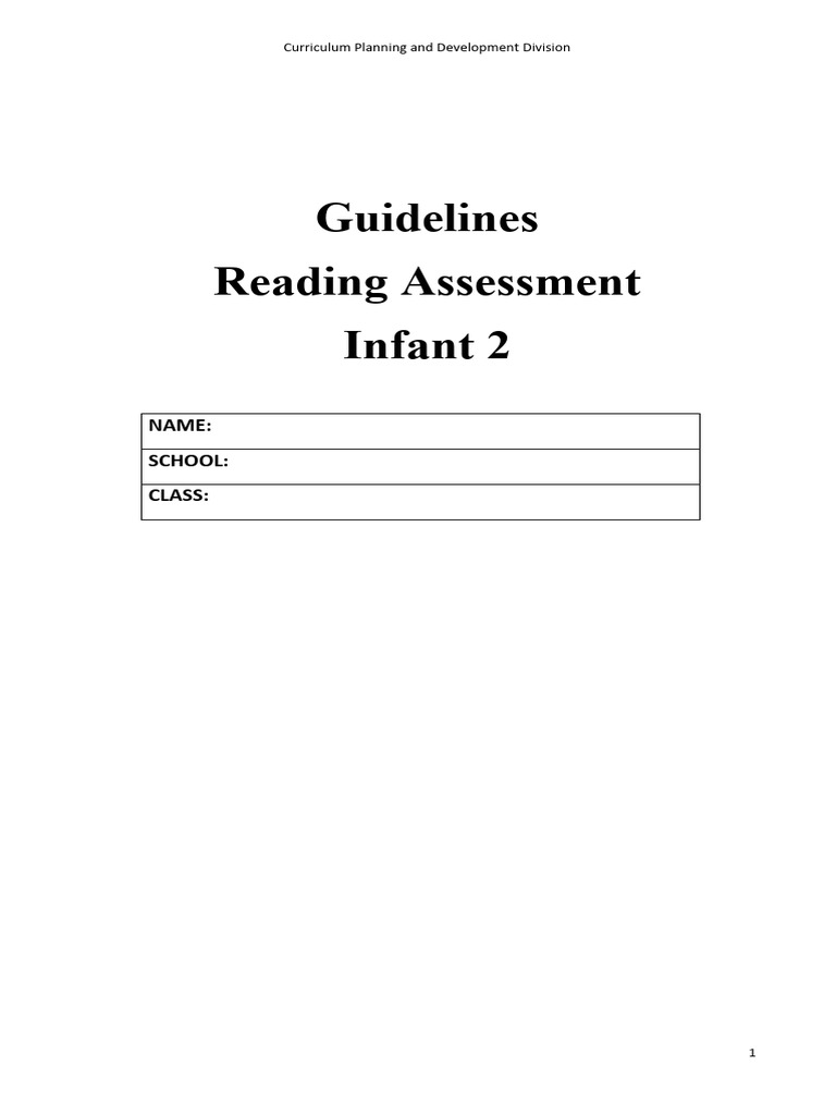 Infant 2 Reading Assessment Guidelines | PDF | Psycholinguistics ...