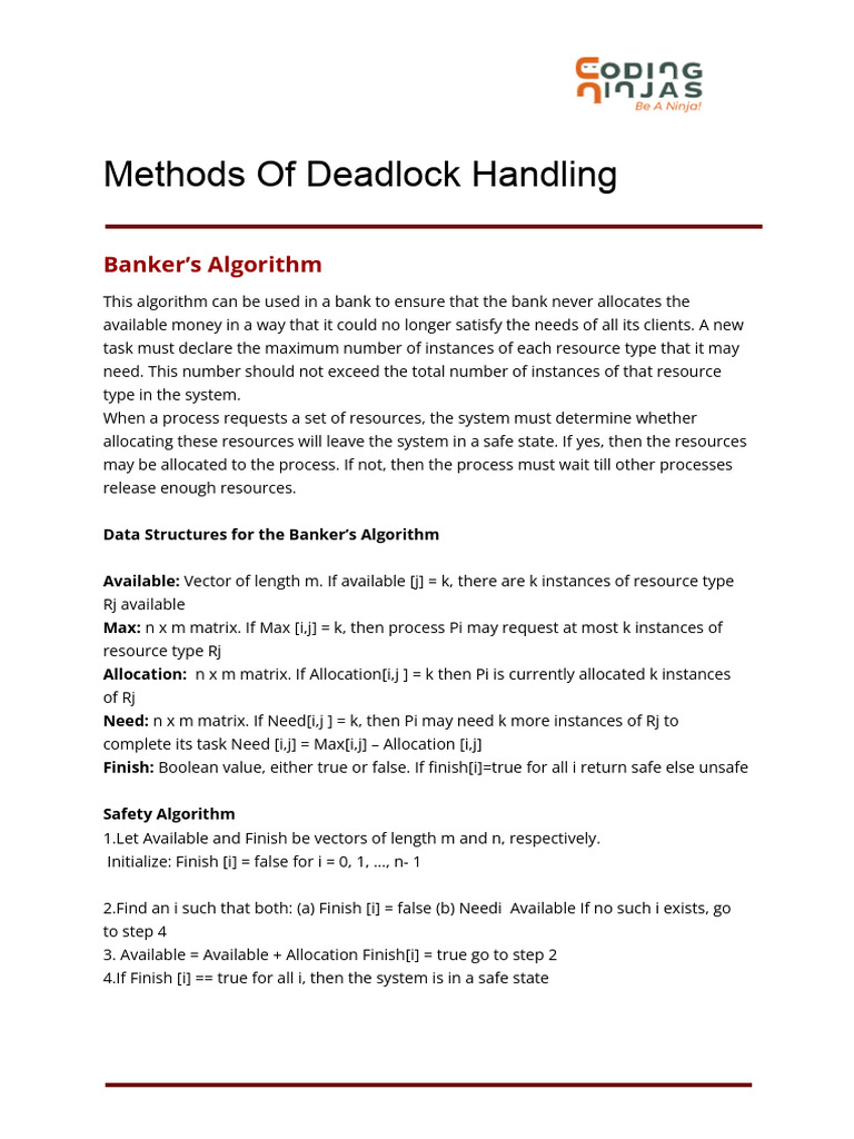 Gp Os Methods For Deadlock Handling Pdf Computing Computer Science 
