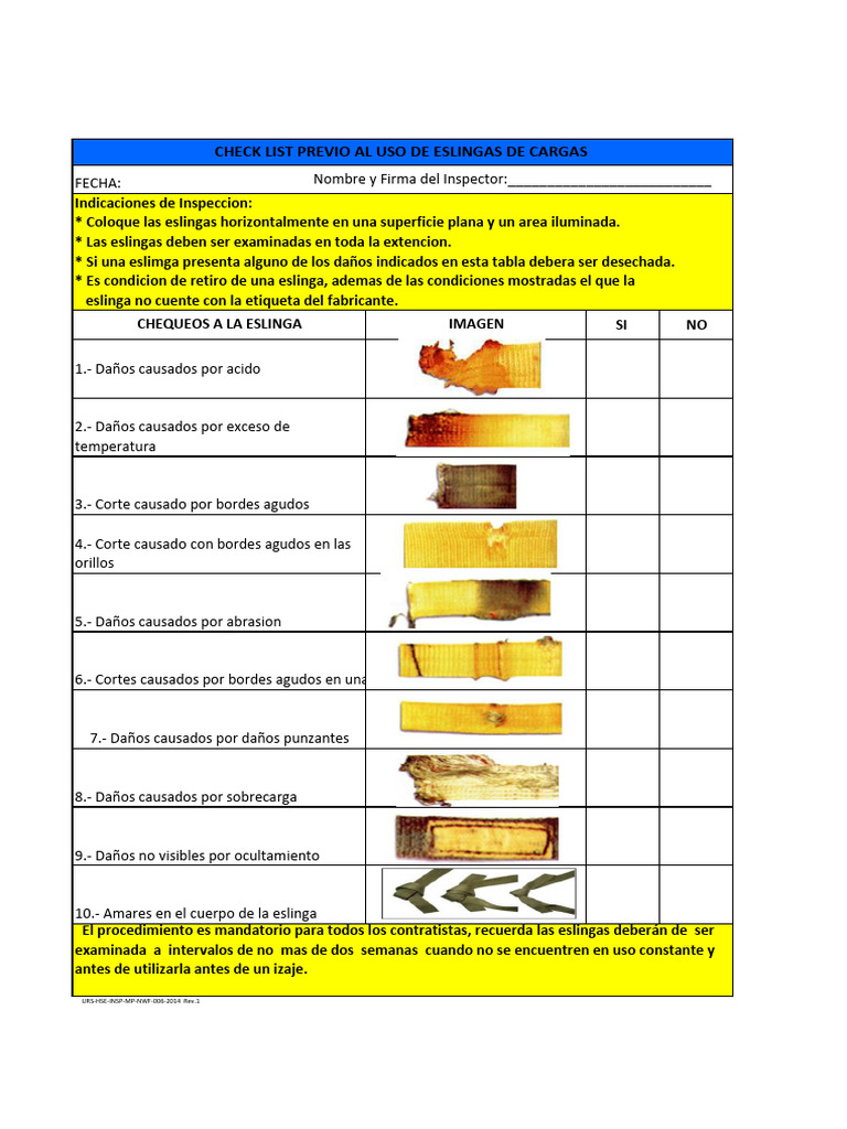 Check List Eslingas | PDF