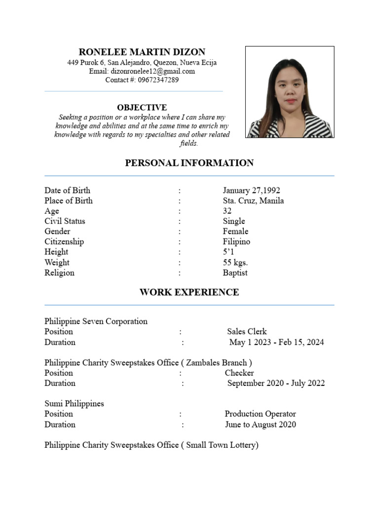 RONELEE MARTIN DIZON - Docx 2 2 | PDF | Philippines