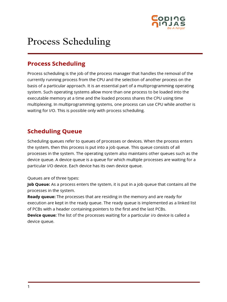 GP - OS - Intro ProcessScheduling | PDF | Scheduling (Computing) | Process (Computing)