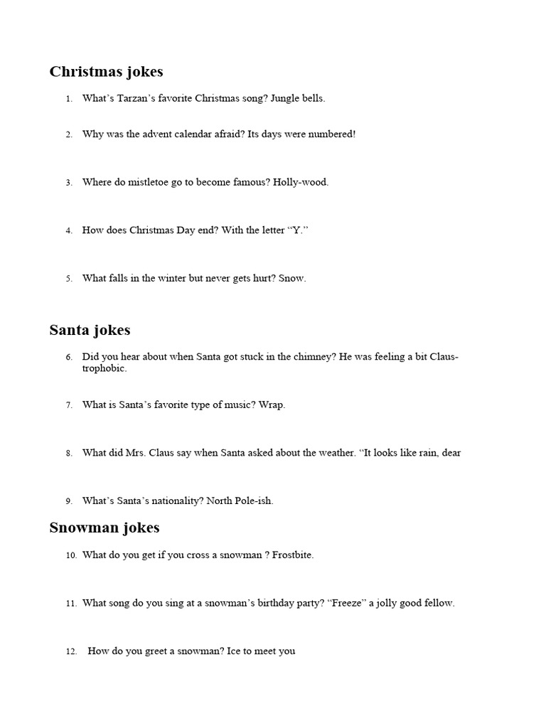 Fun Christmas Jokes for All Ages | PDF | Poetry