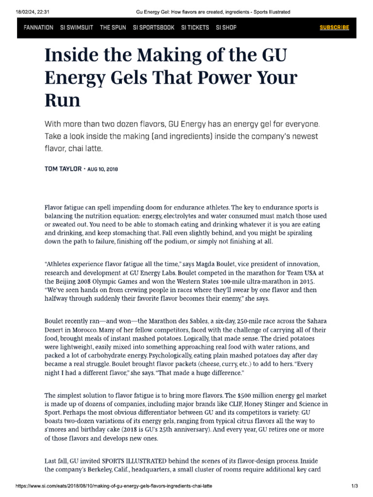 Inside the Making of the GU Energy Gels That Power Your Run | PDF
