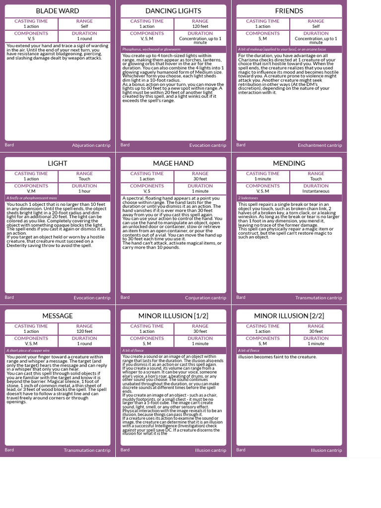 bard spells | PDF | Illusion