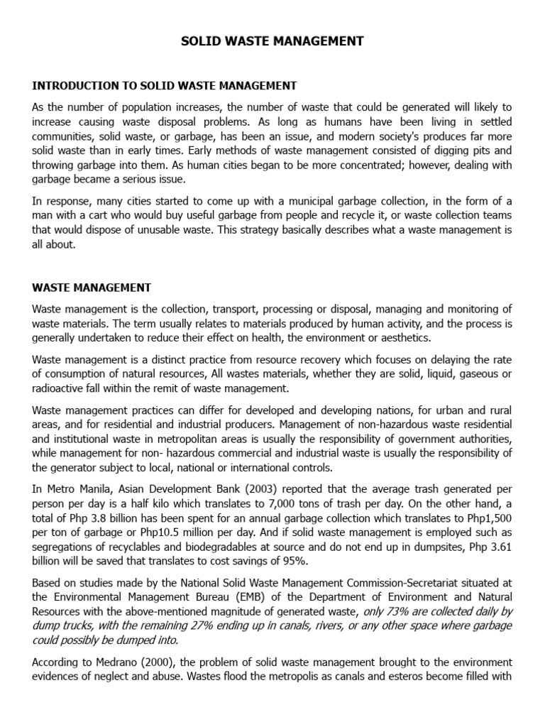 NATSCI G6 - Solid Waste Management Part 1 | PDF | Waste | Waste Management