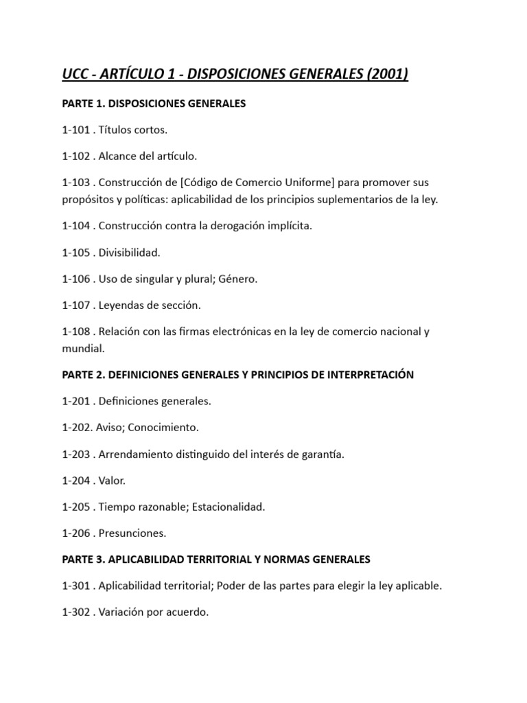 UCC 1 Disposiciones Generales | PDF | Insolvencia | Bancarrota