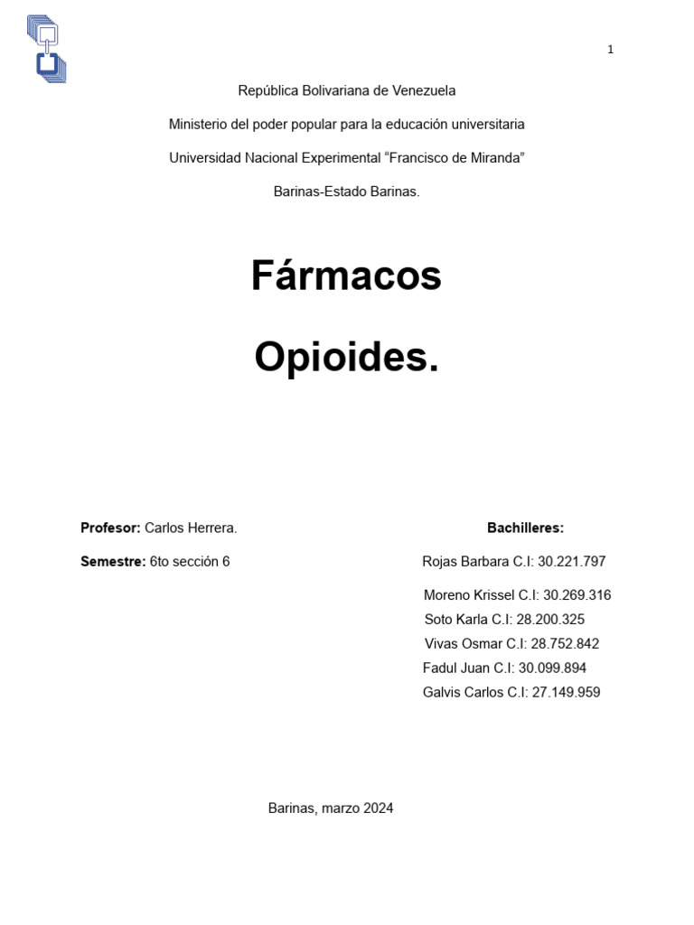 Farmacos Opioides. | PDF | Oxicodona | Opioide