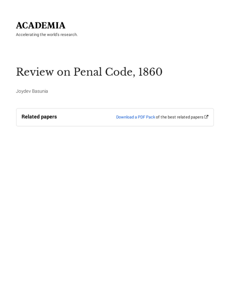 Review of the Penal Code 1860 | PDF | Robbery | Crimes