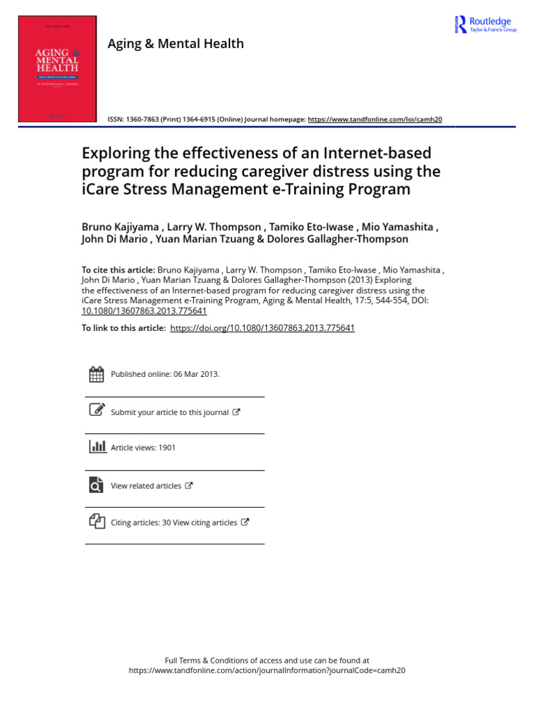 iCare Program Reduces Caregiver Stress | PDF | Caregiver | Dementia