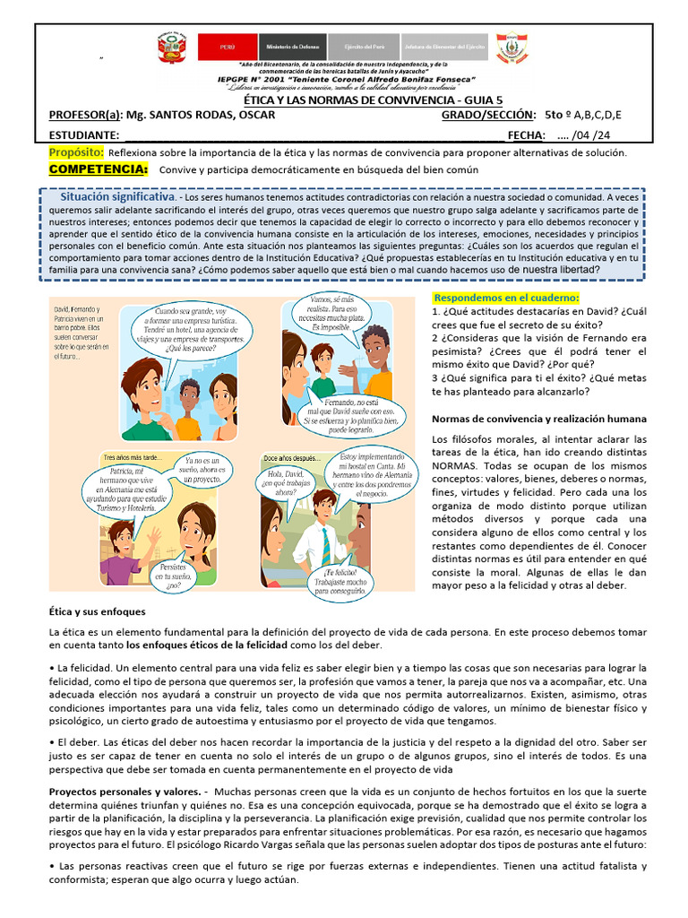 Guia 5 DPCC - 5to - 2024 | PDF | Felicidad | Vida