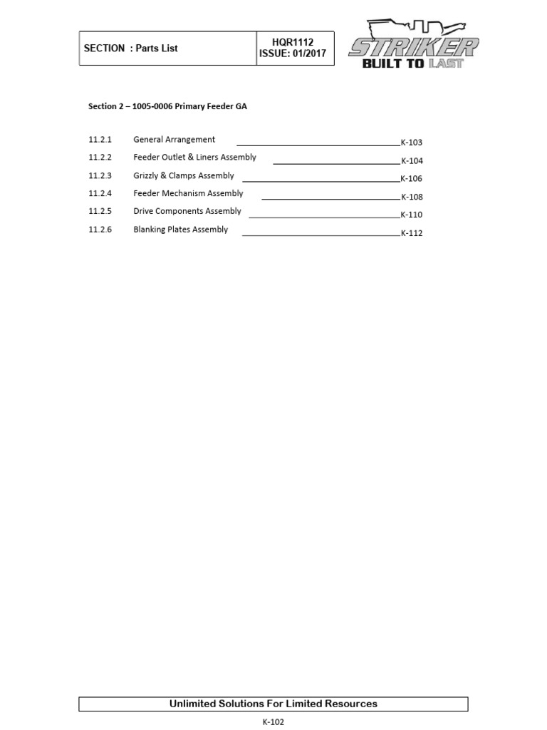 Primary Feeder GA Parts List | PDF | Home & Garden | Computers