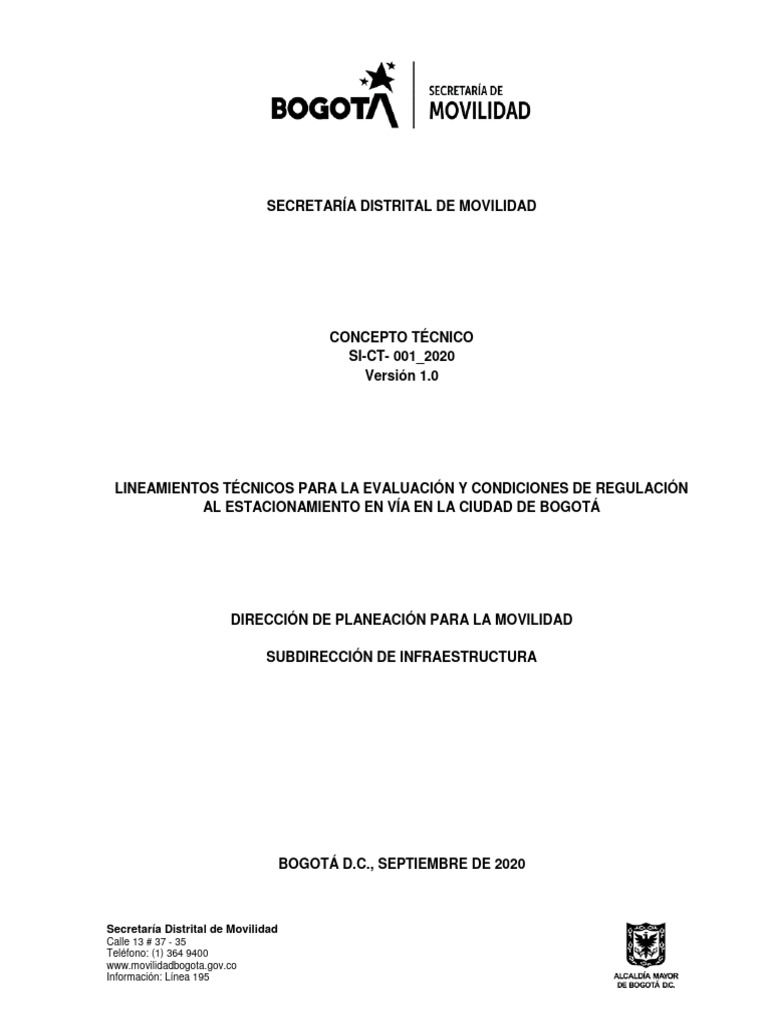 Concepto Estacionamiento SICT - 001 - 2020 | PDF | Tráfico | Peatonal