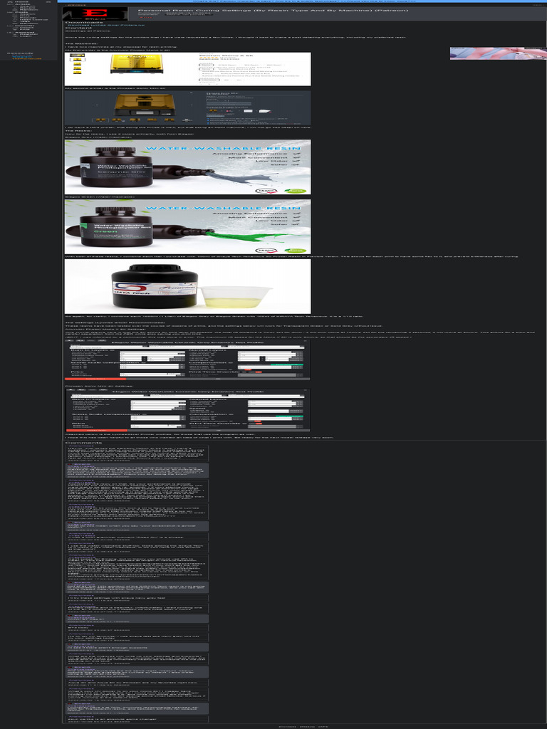 Personal Resin Curing Settings (By Resin Type and by Machine) - by EmanG From Patreon - Kemono ...