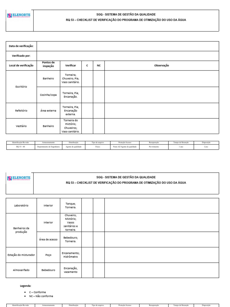 Checklist de Otimização do Uso da Água | PDF | Banheiro