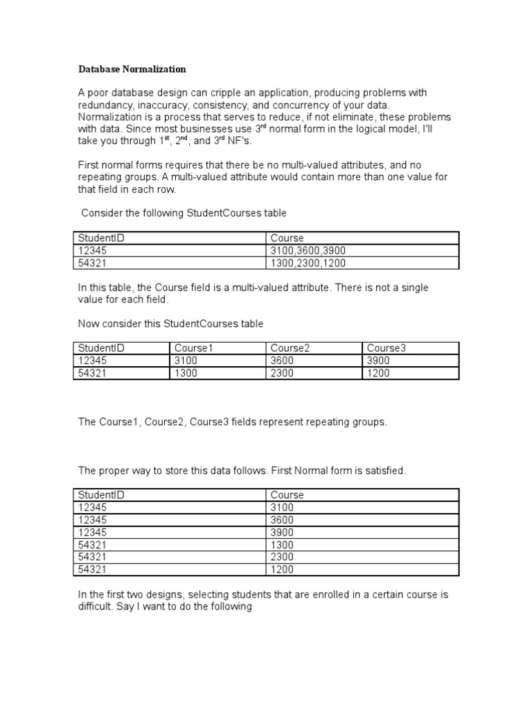 Database Normalization | PDF | Information Management | Data Management ...