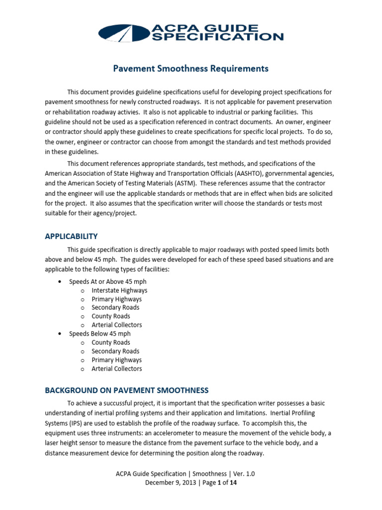 ACPA Smoothness Spec | PDF
