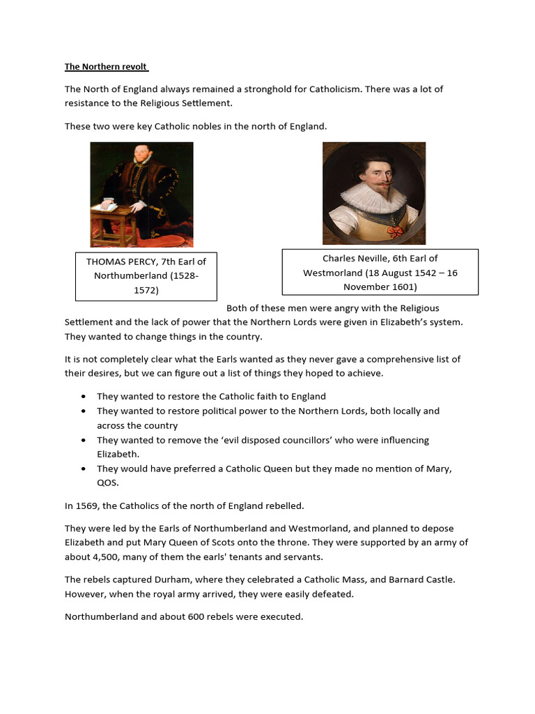 Northern Rebellion Against Elizabeth | PDF | History