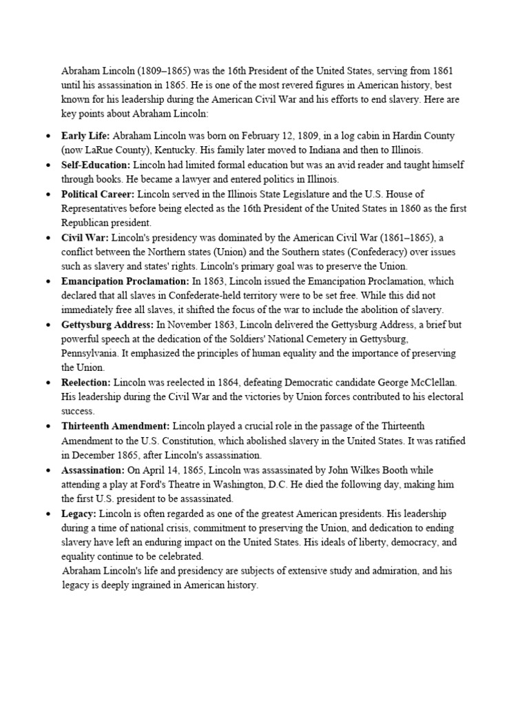 Abraham Lincoln | PDF | Abraham Lincoln | American Civil War