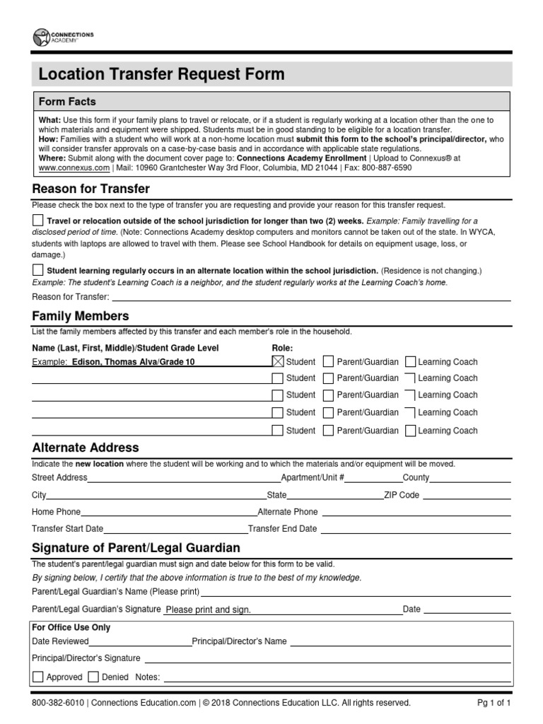 20-21 Location Transfer Request Form - Fillable (5) (1) 2 | PDF
