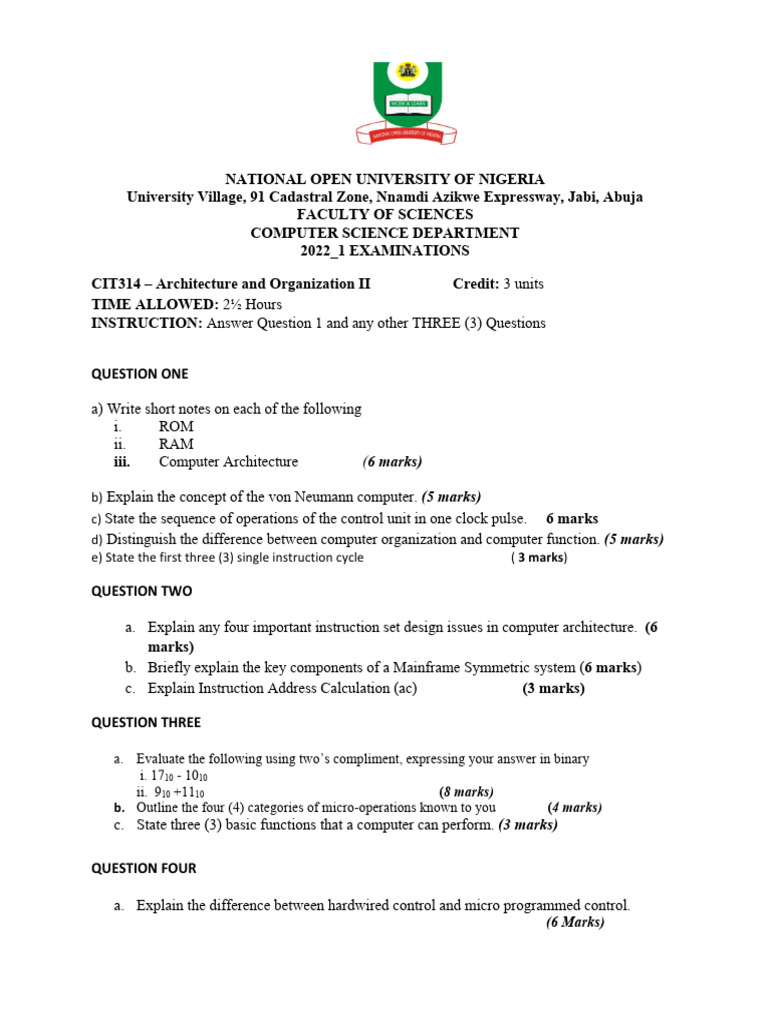 Computer Architecture Exam Guide | PDF | Computing | Computer Engineering