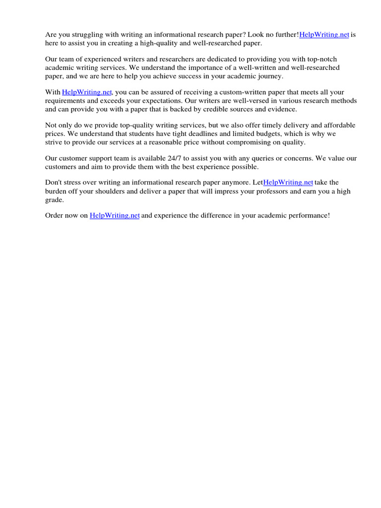 Informational Research Paper | Download Free PDF | Academic Publishing ...