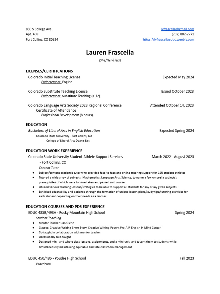 Official Resume 2 | PDF | Teachers | Classroom Management