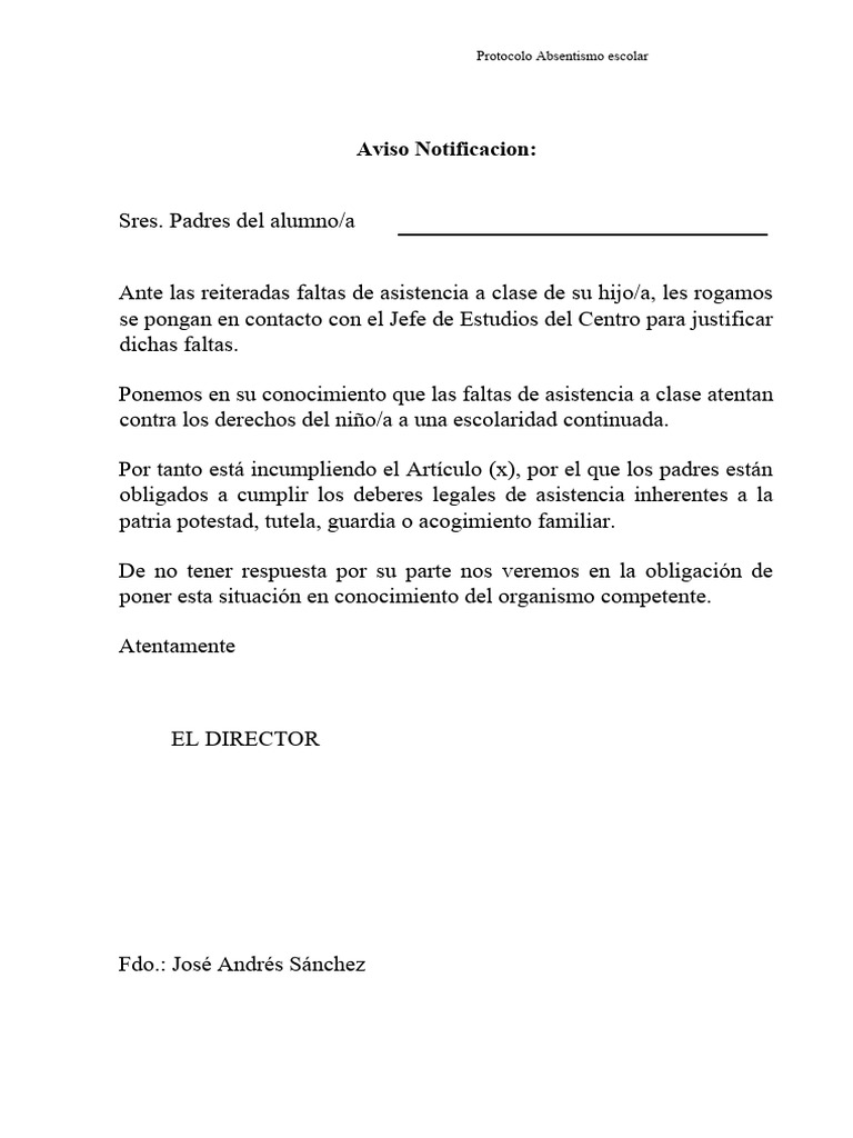 Aviso Notificacion de Inasistencia | PDF | Bienestar