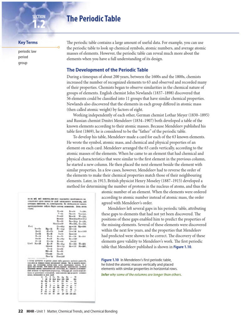The Development of The Periodic Table | PDF | Periodic Table | Chemical ...