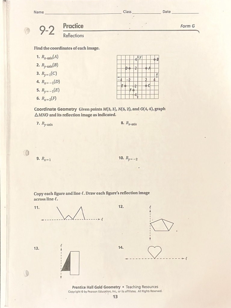 9.2 More Practice Reflections | PDF