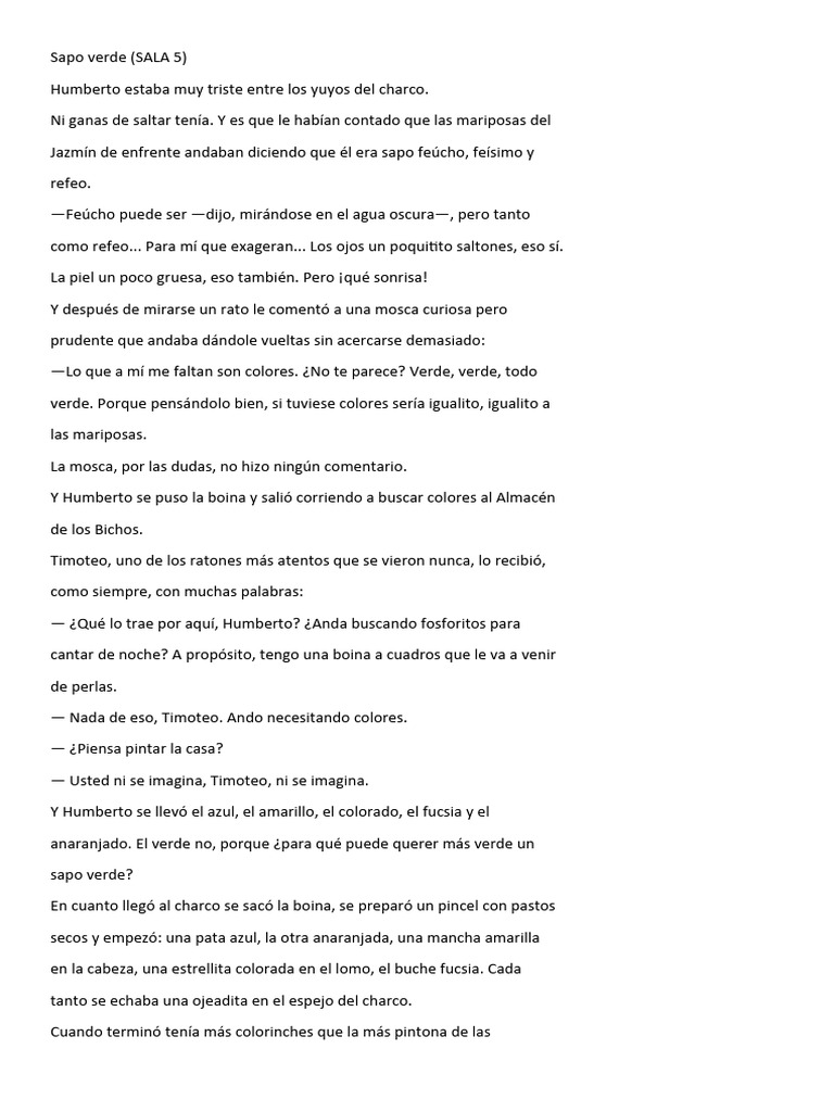 Sapo verde cuento | PDF