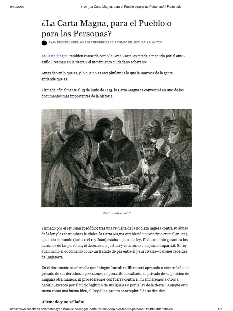 TRADUCCIÓN CARTA MAGNA | PDF | Carta Magna | Justicia