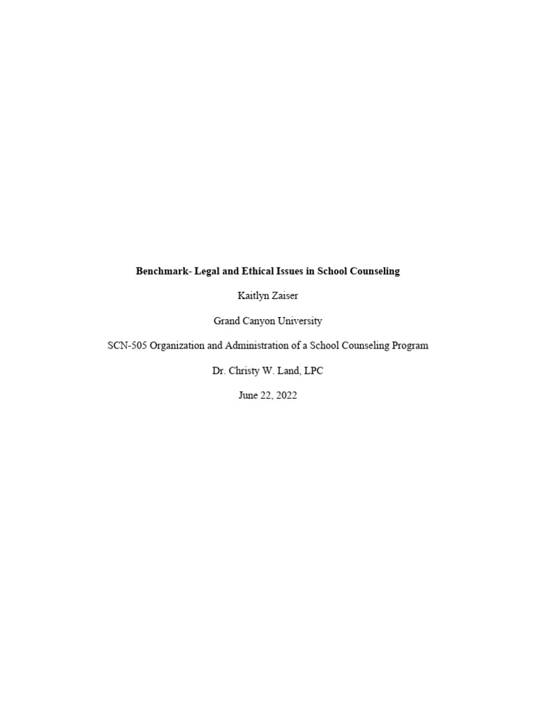 Legal and Ethical Issues in School Counseling | PDF | School Counselor