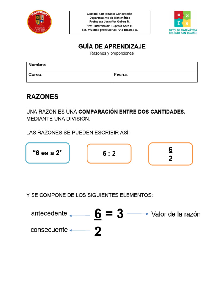 Guia de Razones 6to | PDF | Modificación de comportamiento | Enseñando