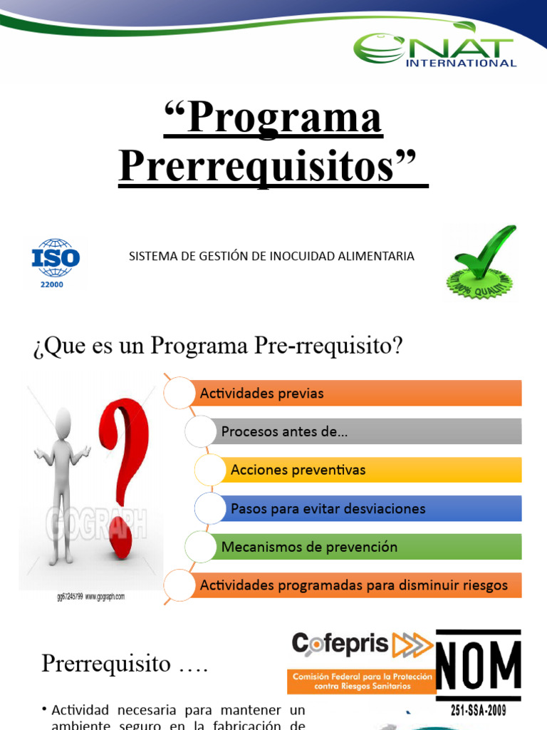 Que Es Un Programa Pre-Rrequisito | PDF | Seguridad alimenticia | Alimentos