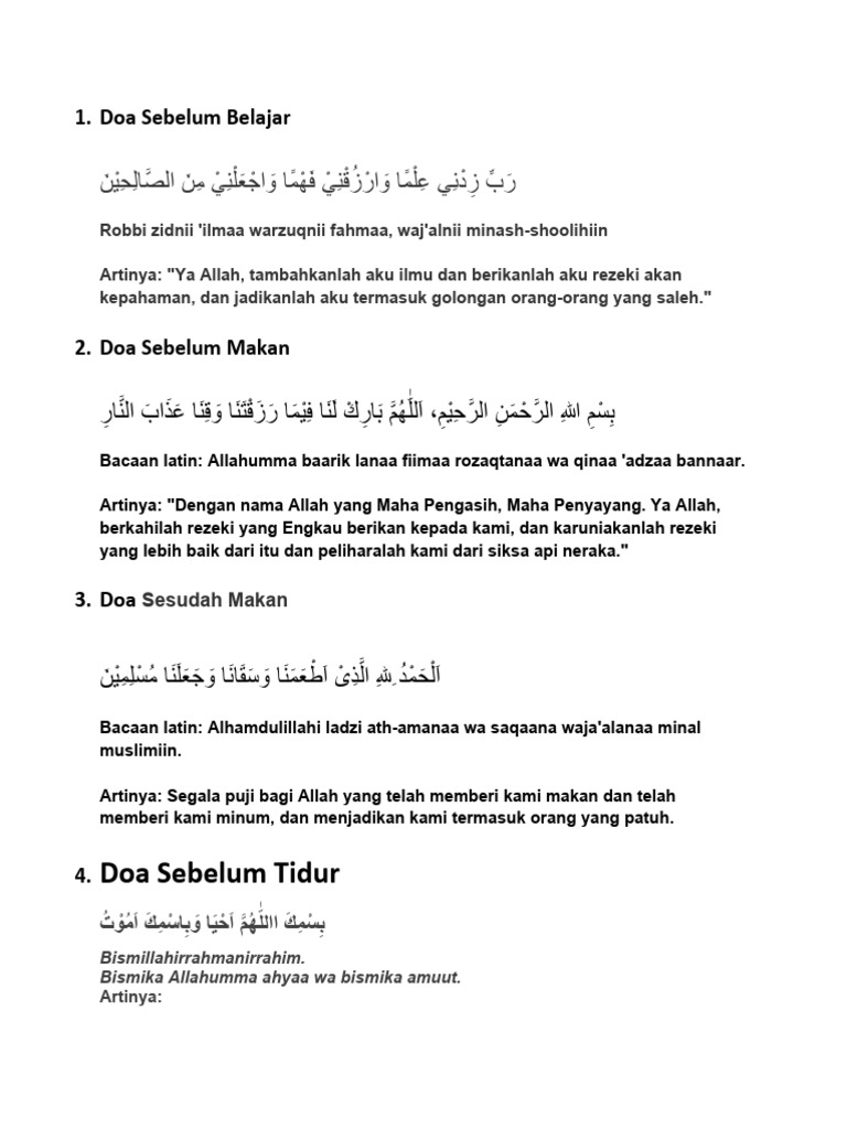 Doa dan Hadist Sehari-hari | PDF