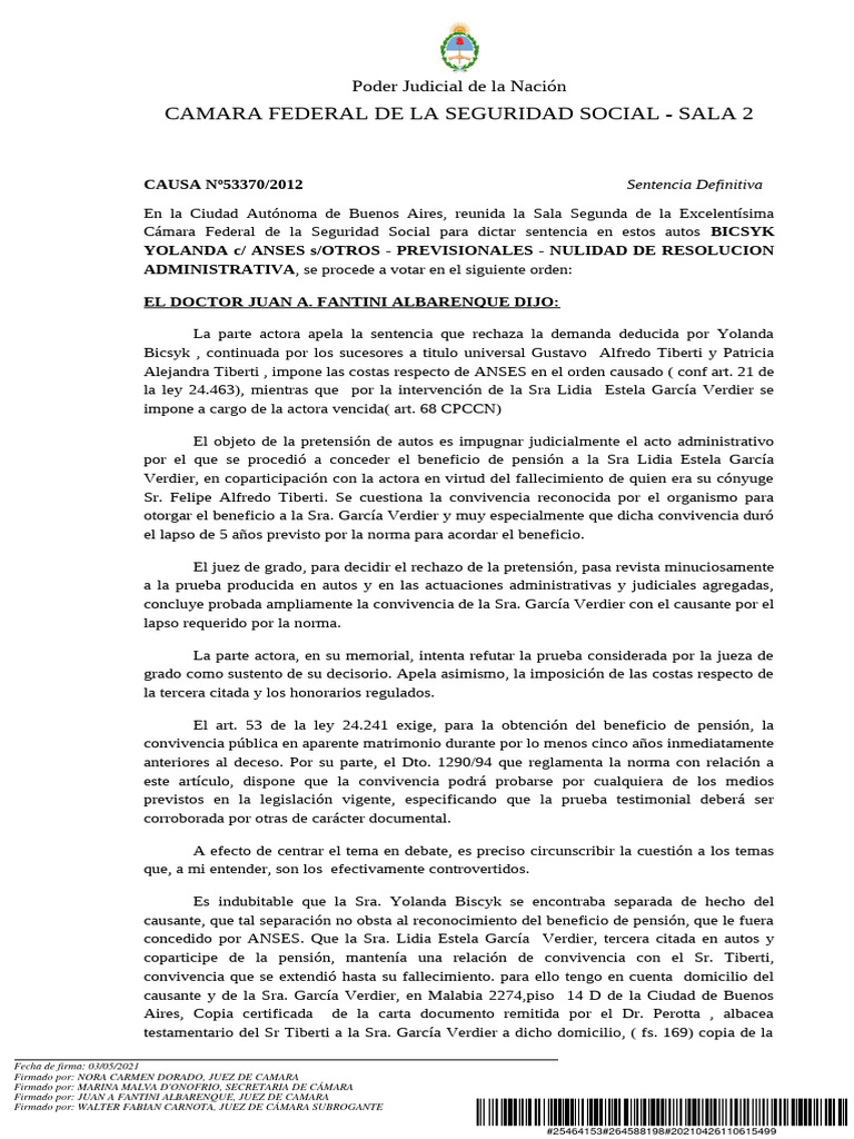 SeguridadSocial Jurisprudencia 2021 Bicsyk Yolanda - Pensión Por Fallecimiento Convivencia ...